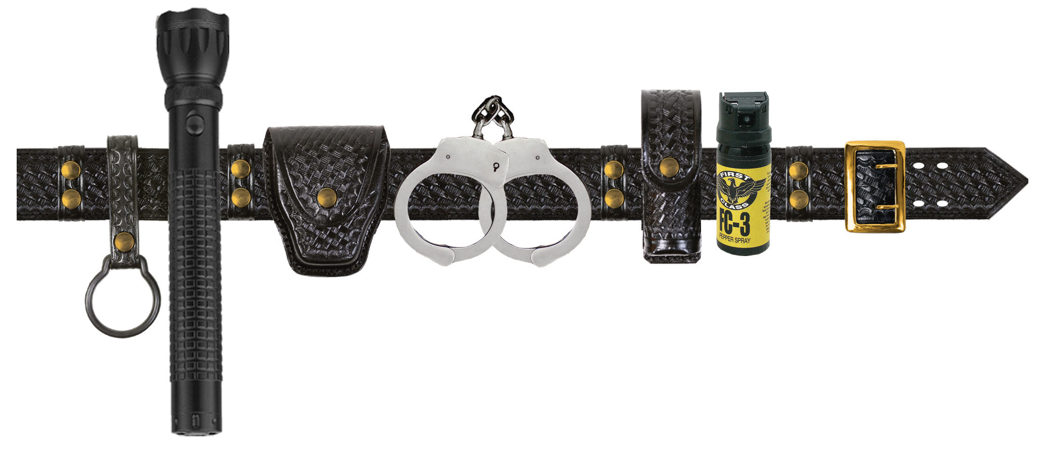 Leather Basket-Weave & Brass Belt Combo – Security Uniform