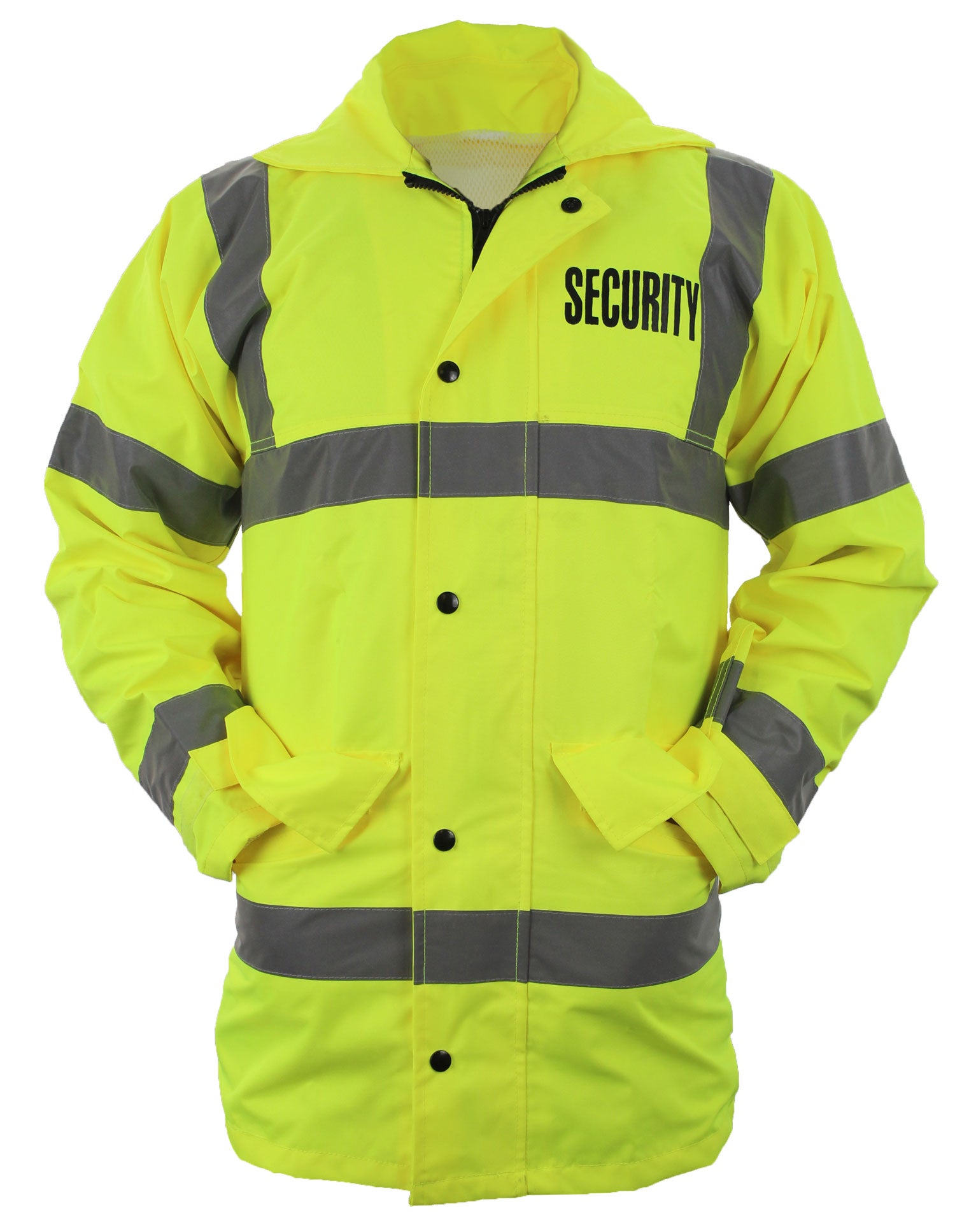 Security High Visibility Raincoat With Reflective Stripes (Lime Green ...