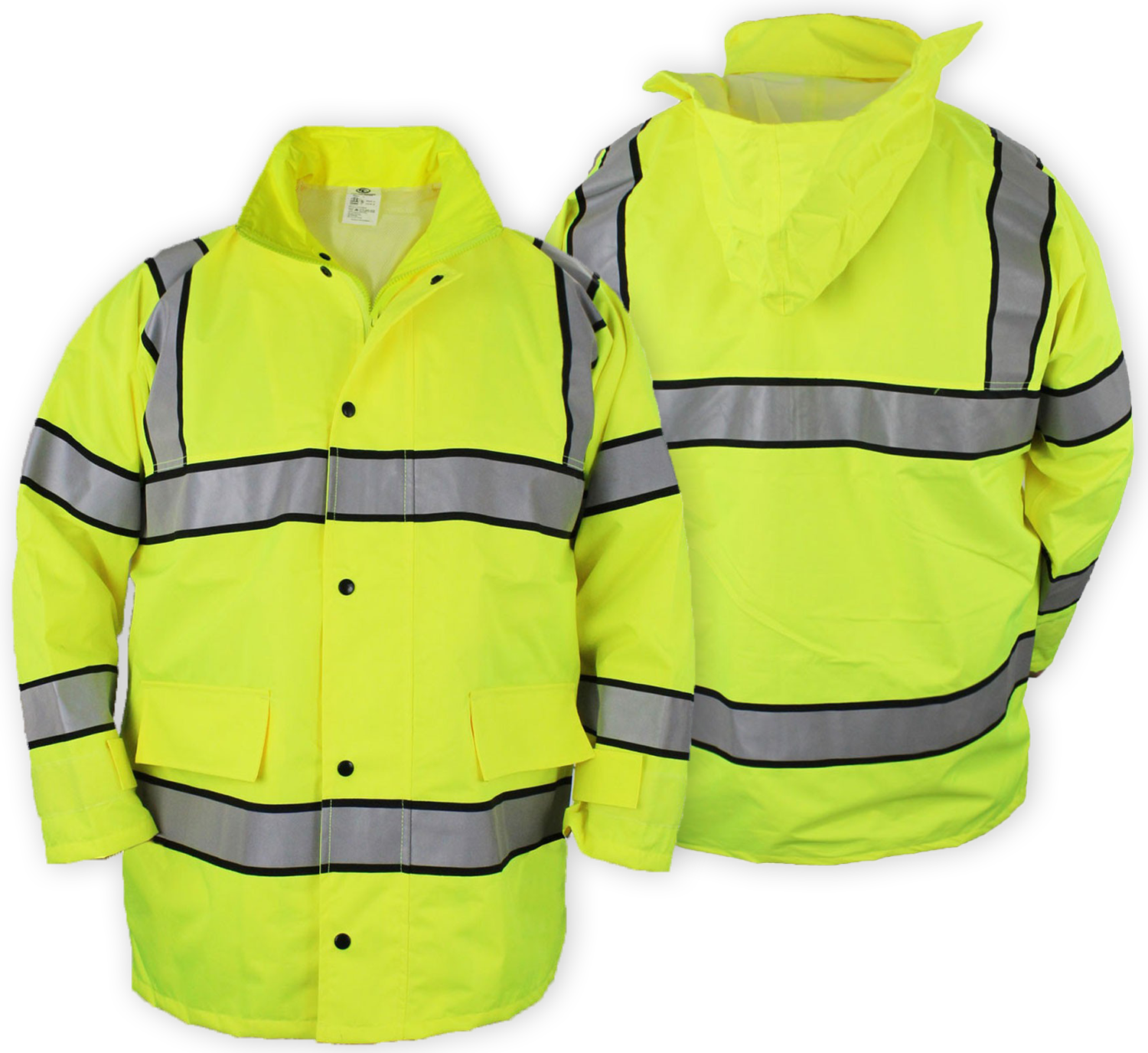 High Visibility Raincoat with Reflective Stripes (Lime Green ...