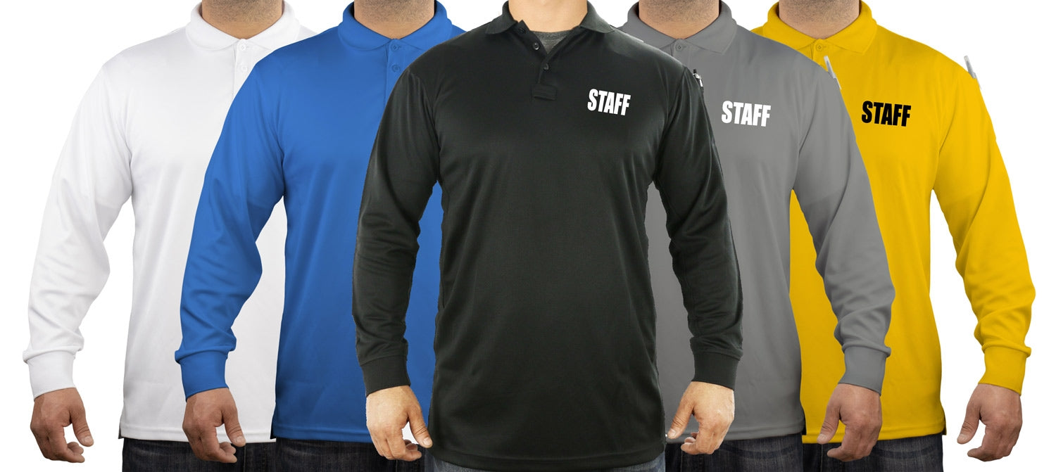100% Polyester Staff Tactical Performance Polo Long Sleeve Shirt ...