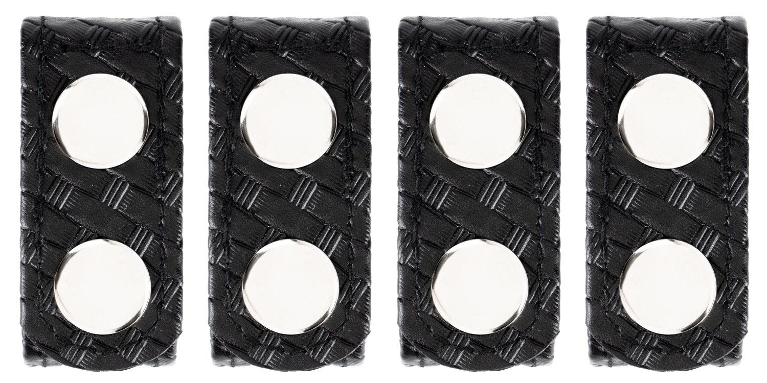 First Class Silver Snap Basket Weave Synthetic Leather Keeper (Set of ...