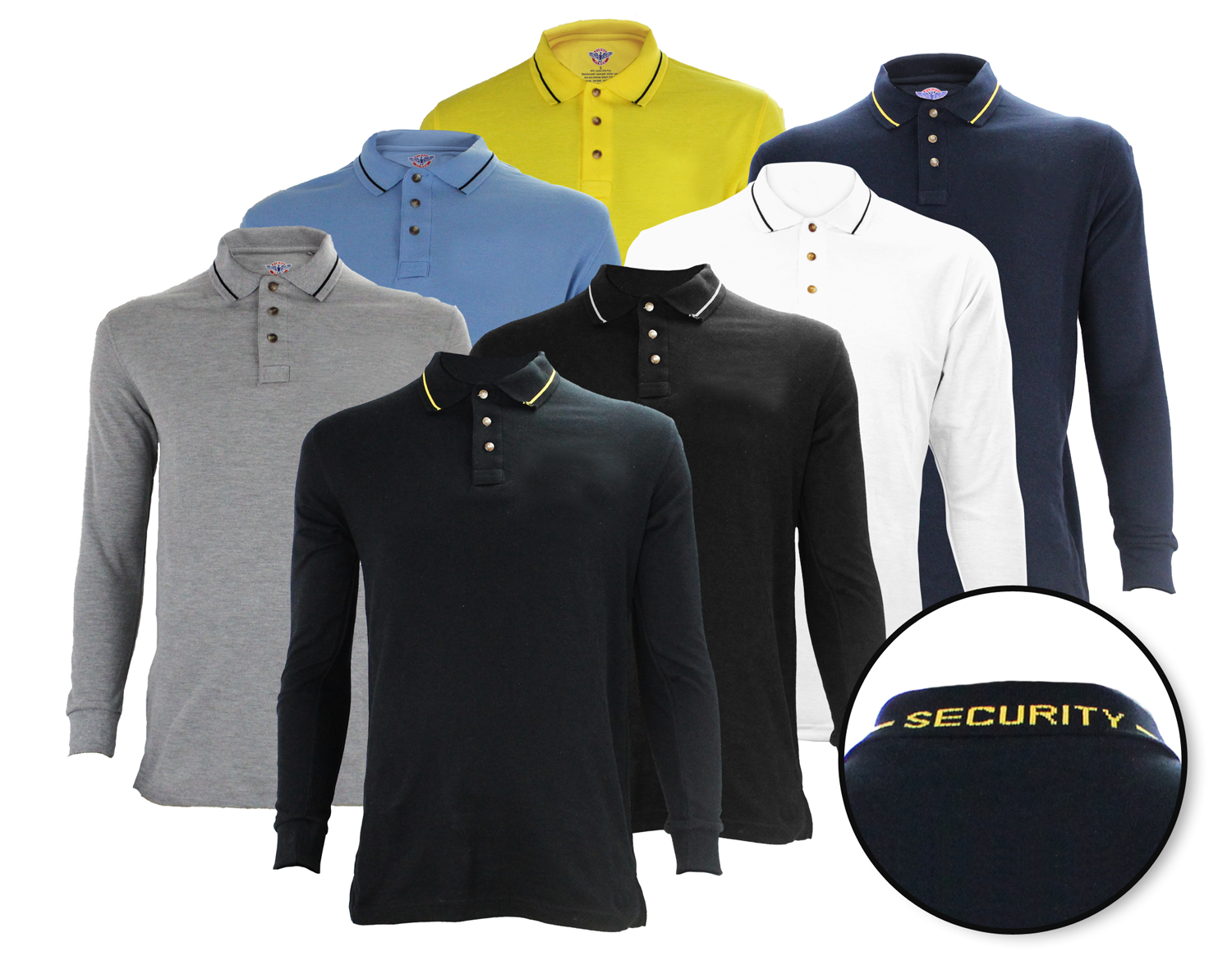 Poly Cotton Long Sleeve Security Collar Polo Shirt – Security Uniform