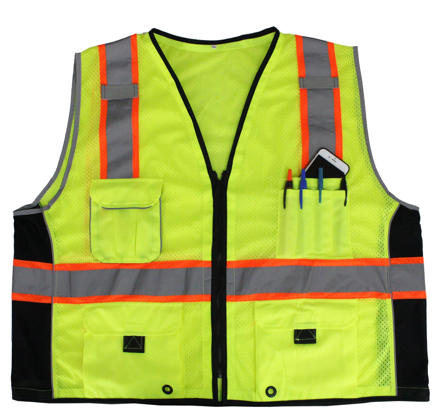 Lime Green Reflective Safety Vest with Pockets – Security Uniform