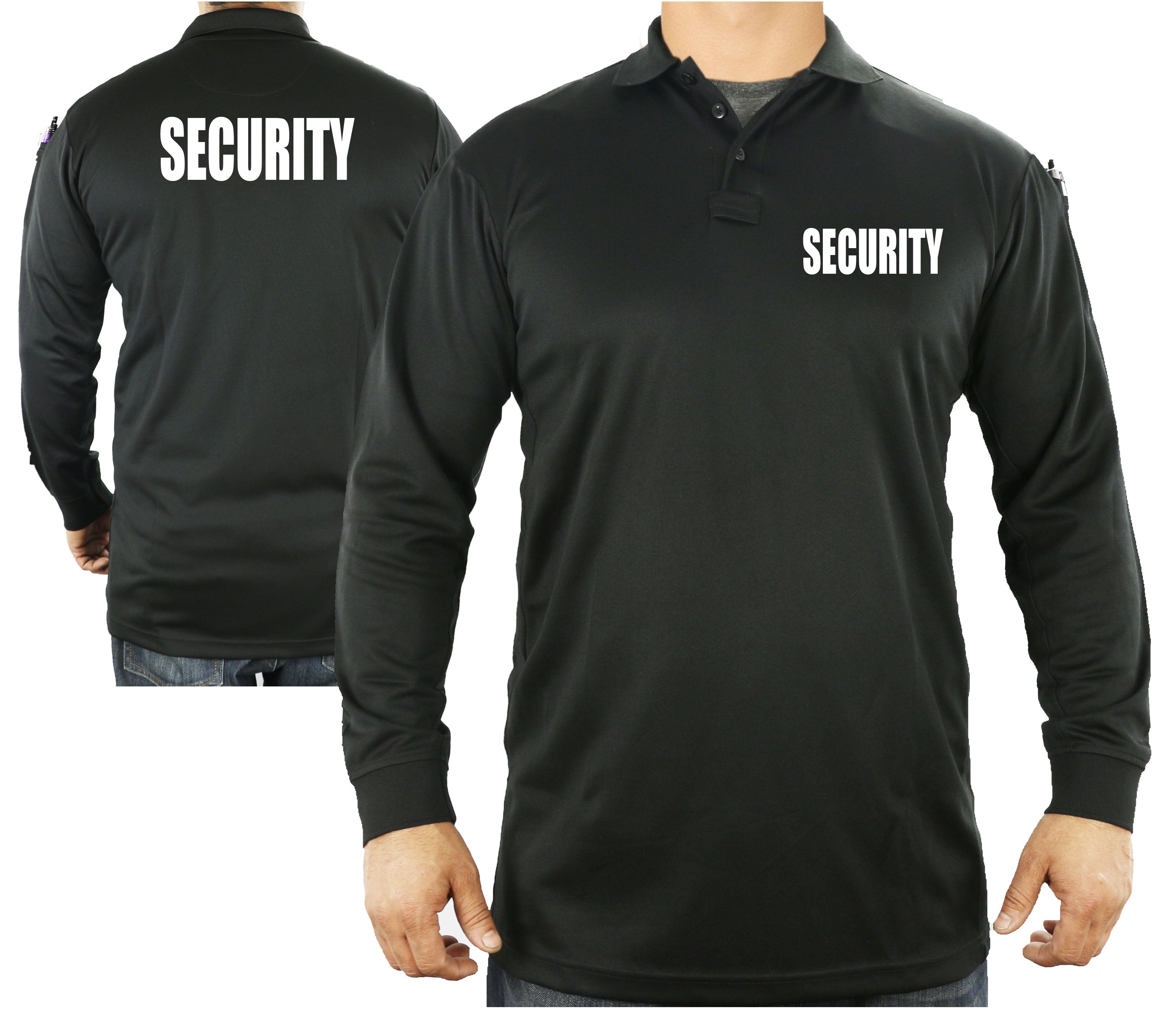 100% Polyester Security Tactical Performance Polo Long Sleeve Shirt ...